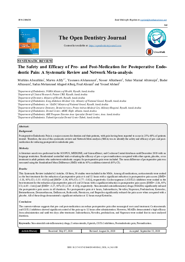 (PDF) The Safety and Efficacy of Pre- and Post-Medication for ...