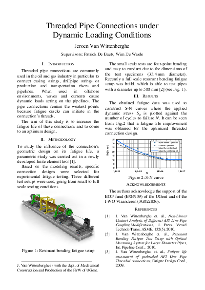 (PDF) Threaded pipe connections under dynamic loading conditions