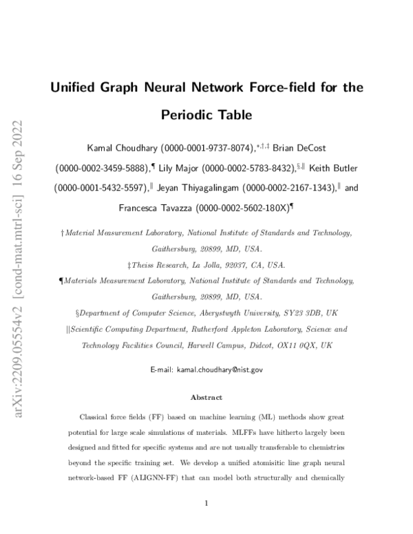 (PDF) Unified Graph Neural Network Force-field for the Periodic Table