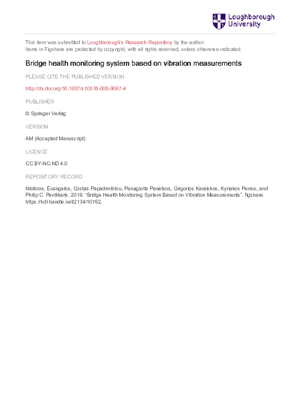 (PDF) Bridge health monitoring system based on vibration measurements