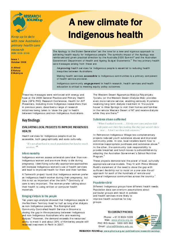 (PDF) A new climate for Indigenous health