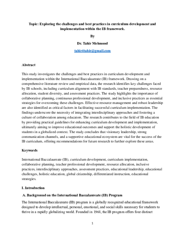 (PDF) Exploring the challenges and best practices in curriculum development and implementation ...