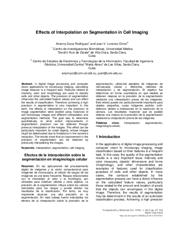(PDF) Effects of Interpolation on Segmentation in Cell Imaging | Pedro Marzo - Academia.edu