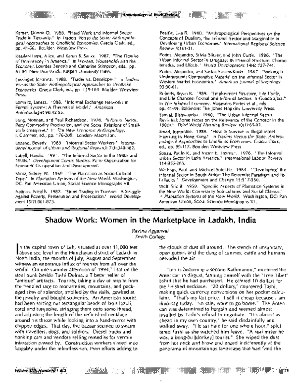 (PDF) Shadow Work: Women in the Marketplace in Ladakh, India