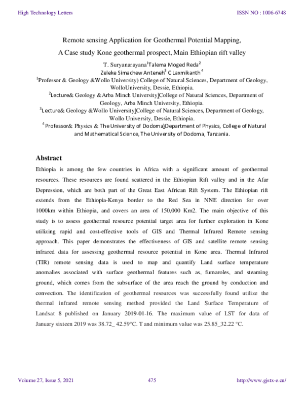 (PDF) Remote sensing Application for Geothermal Potential Mapping, A ...