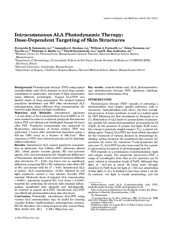 (PDF) Intracutaneous ALA photodynamic therapy: dose-dependent targeting ...