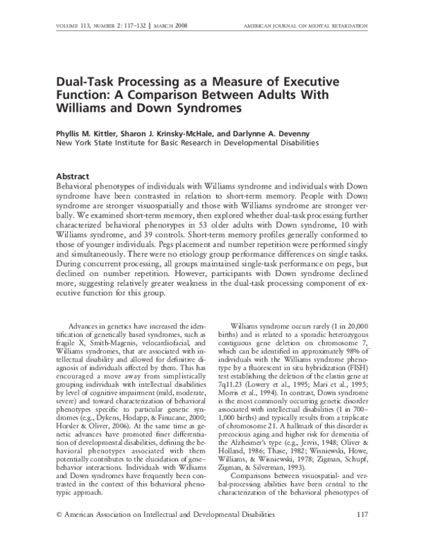 (PDF) Dual-Task Processing as a Measure of Executive Function: A Comparison Between Adults With ...