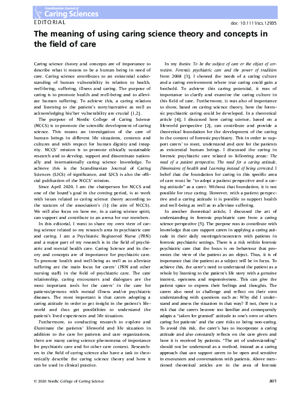 (PDF) The meaning of using caring science theory and concepts in the ...