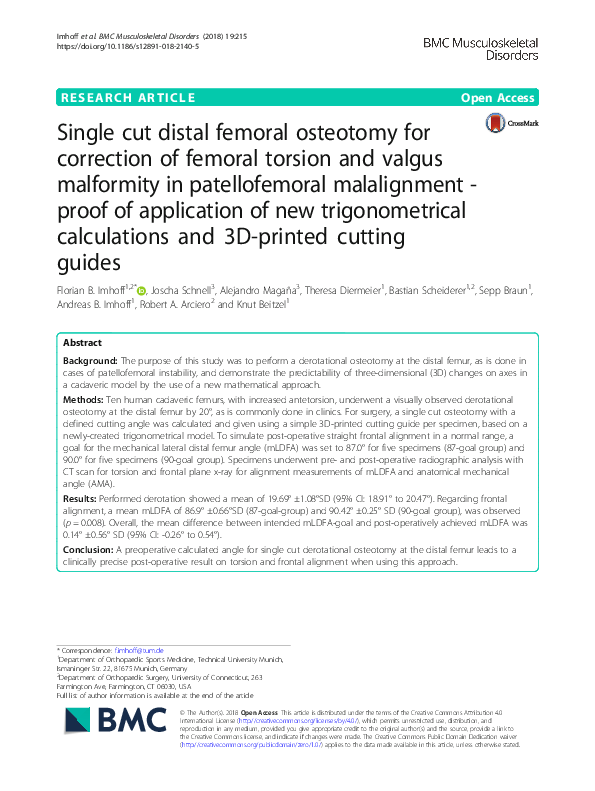 (PDF) Single cut distal femoral osteotomy for correction of femoral ...