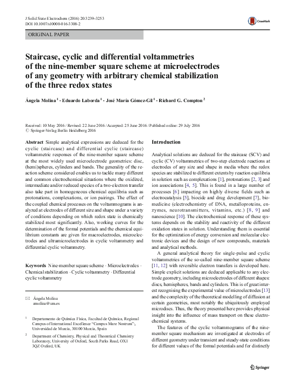 (PDF) Staircase, cyclic and differential voltammetries of the nine ...