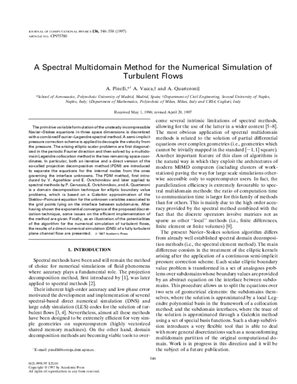 (PDF) A Spectral Multidomain Method for the Numerical Simulation of Turbulent Flows