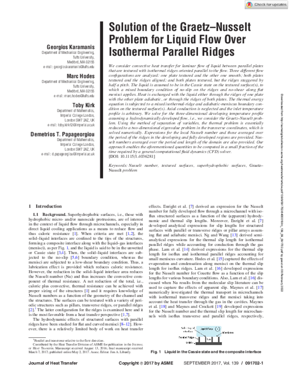(PDF) Solution of the Graetz–Nusselt Problem for Liquid Flow Over ...