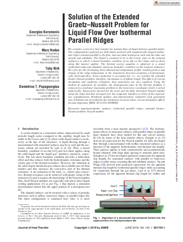 (PDF) Solution of the Extended Graetz–Nusselt Problem for Liquid Flow ...