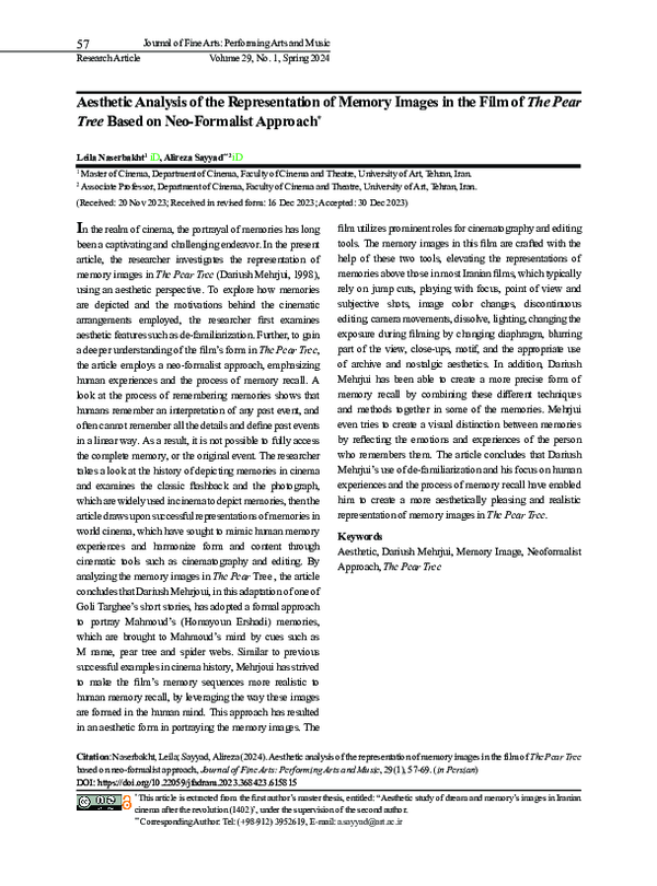 (PDF) Aesthetic Analysis of the Representation of Memory Images in the ...