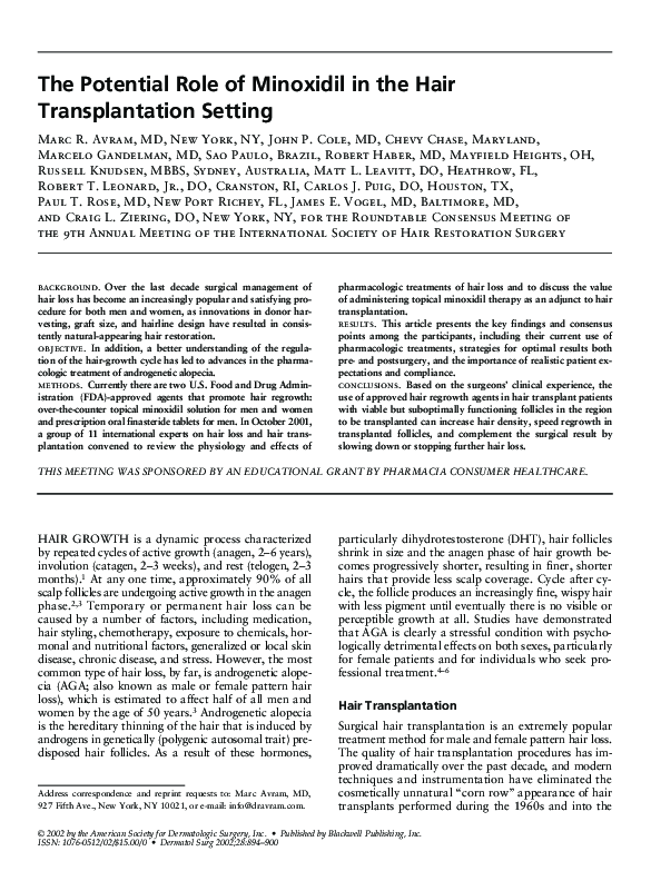(PDF) The Potential Role of Minoxidil in the Hair Transplantation Setting