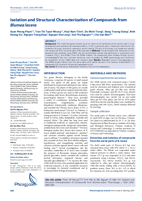 (PDF) Isolation and Structural Characterization of Compounds from ...
