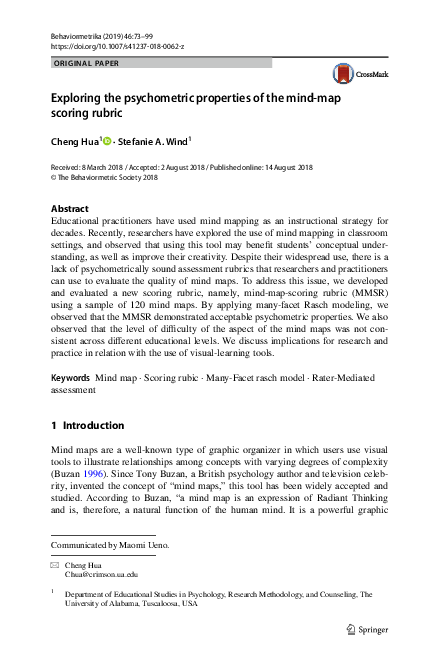 (PDF) Exploring the psychometric properties of the mind-map scoring rubric