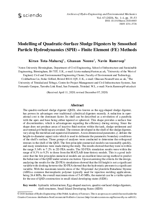(PDF) Modelling of Quadratic-Surface Sludge Digesters by Smoothed ... (PDF) Modelling of Quadratic-Surface Sludge Digesters by Smoothed ...