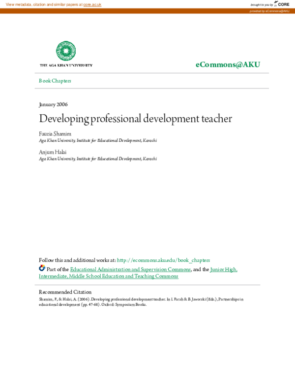 (PDF) Developing professional development teacher