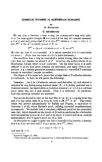 (PDF) Symbolic powers in Noetherian domains