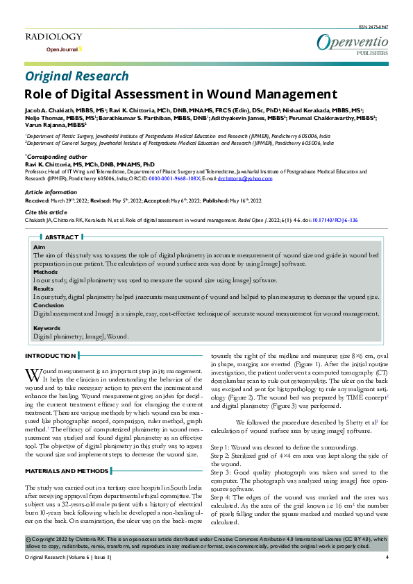(PDF) Role of Digital Assessment in Wound Management