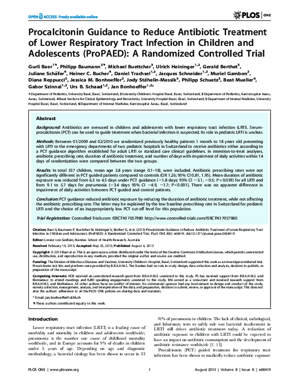 (PDF) Procalcitonin Guidance to Reduce Antibiotic Treatment of Lower ...