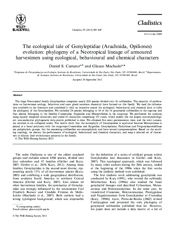 (PDF) The ecological tale of Gonyleptidae (Arachnida, Opiliones ...
