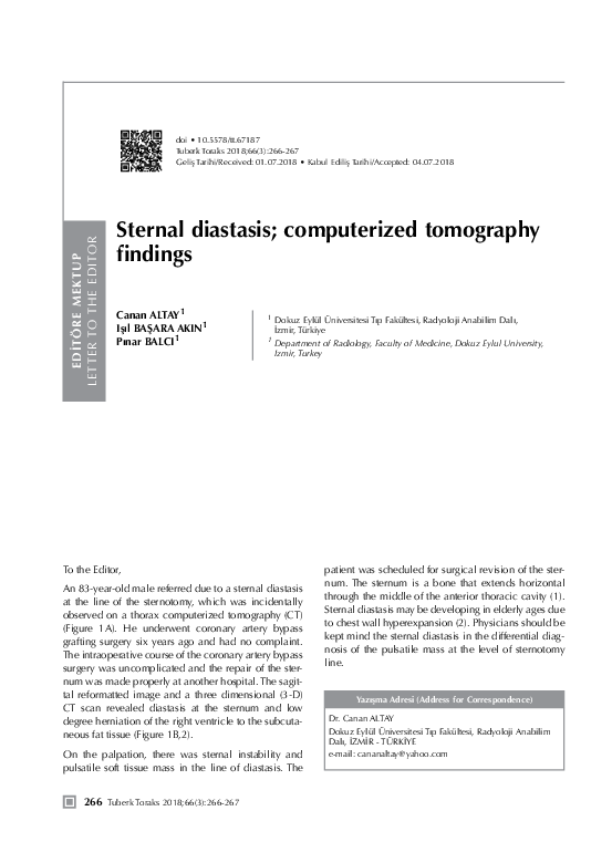 (PDF) Sternal diastasis; computerized tomography findings