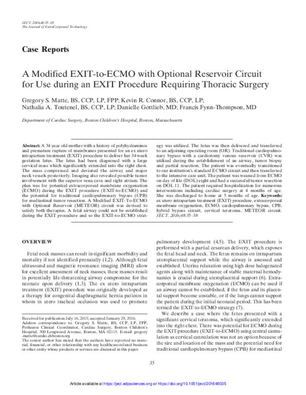 (PDF) A Modified EXIT-to-ECMO with Optional Reservoir Circuit for Use ...
