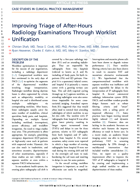 (PDF) Improving Triage of After-Hours Radiology Examinations Through ...