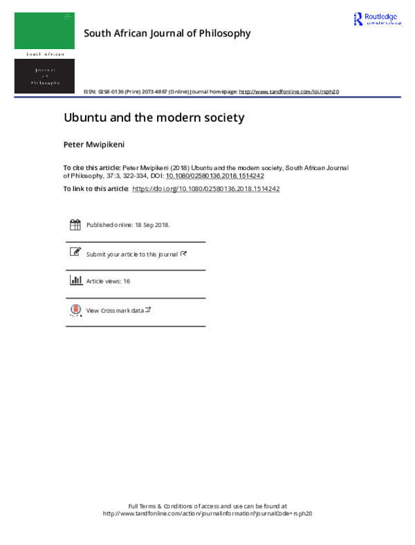 (PDF) Ubuntu and the modern society