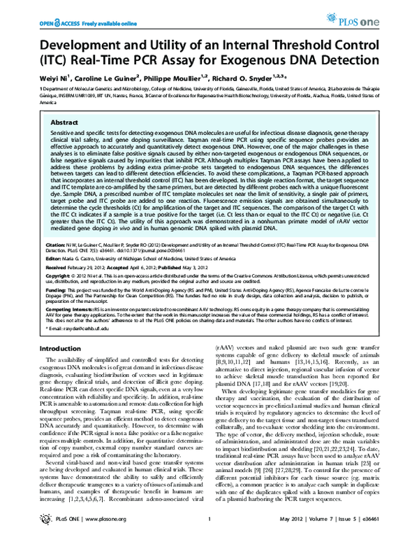 (PDF) Development and Utility of an Internal Threshold Control (ITC ...