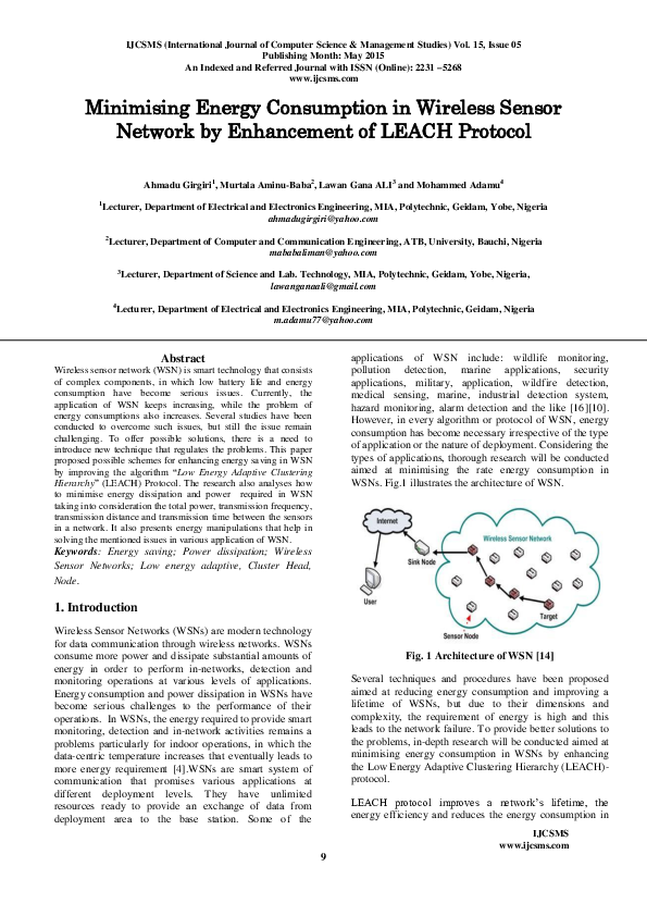 (PDF) Minimising energy consumption in wireless sensor network by enhancement of leach protocol