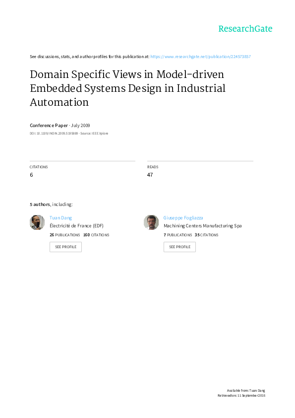 (PDF) Domain specific views in model-driven embedded systems design in industrial automation