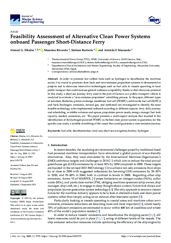 (PDF) Feasibility Assessment of Alternative Clean Power Systems onboard ...