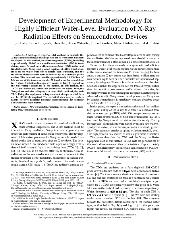 (PDF) Development of Experimental Methodology for Highly Efficient Wafer-Level Evaluation of X ...