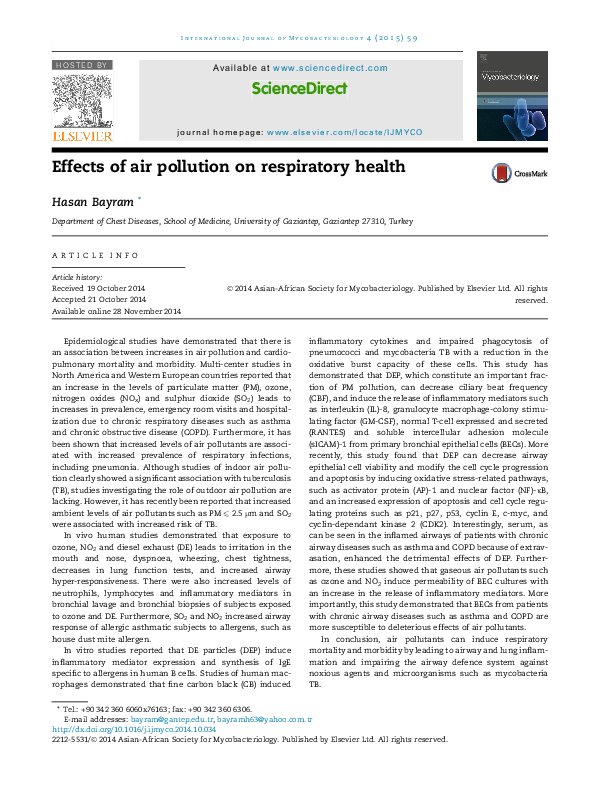 (PDF) Effects of air pollution on respiratory health