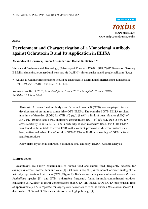(PDF) Development and Characterization of a Monoclonal Antibody against ...