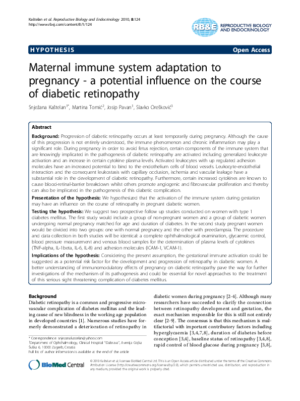 (PDF) Maternal immune system adaptation to pregnancy - a potential ...