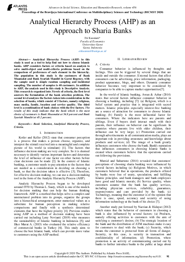 (PDF) Analytical Hierarchy Process (AHP) as an Approach to Sharia Banks