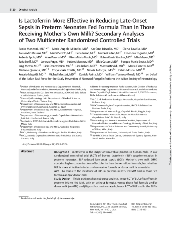 (PDF) Is Lactoferrin More Effective in Reducing Late-Onset Sepsis in ...