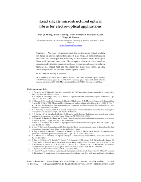 (PDF) Lead silicate microstructured optical fibres for electro-optical ...