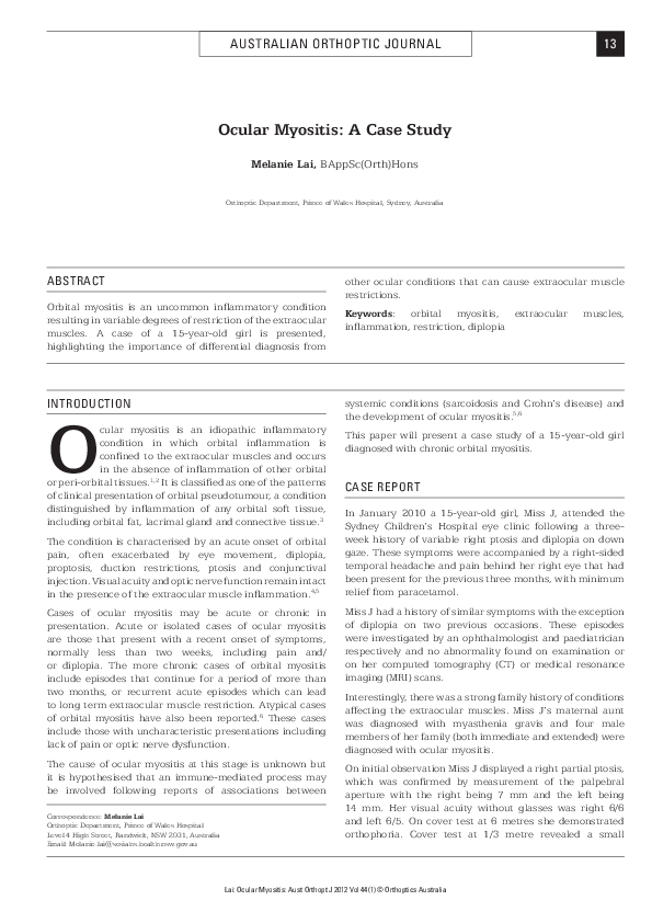 (PDF) Ocular Myositis: A case study