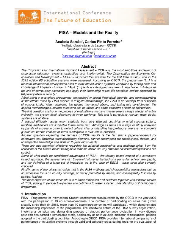 (PDF) PISA – Models and the Reality