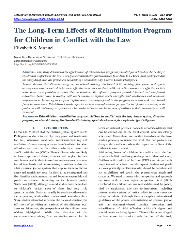 (PDF) The Long-Term Effects of Rehabilitation Program for Children in ...