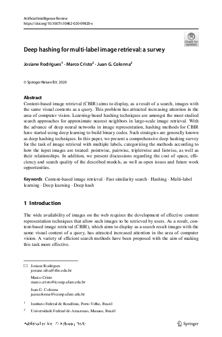 (PDF) Deep hashing for multi-label image retrieval: a survey