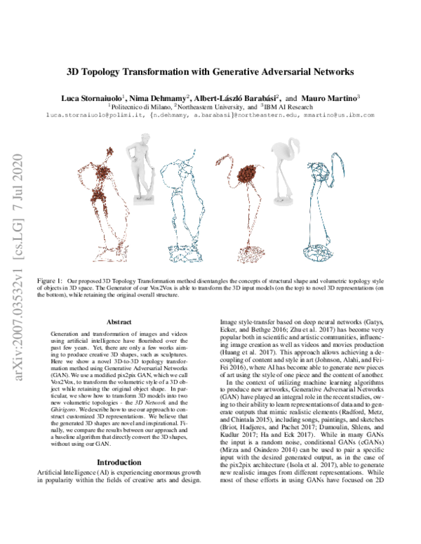 Pdf 3d Topology Transformation With Generative Adversarial Networks