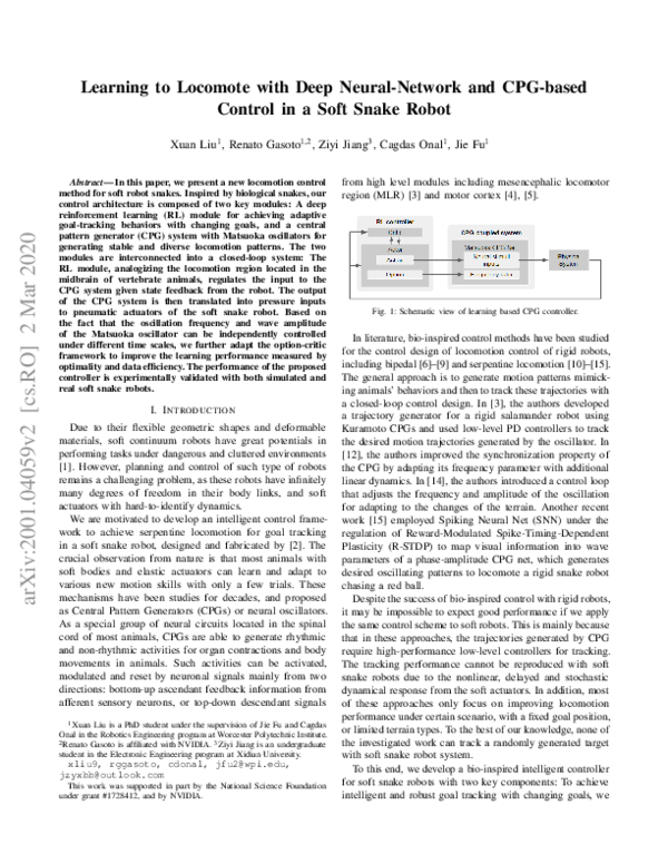 (PDF) Learning to Locomote with Deep Neural-Network and CPG-based Control in a Soft Snake Robot