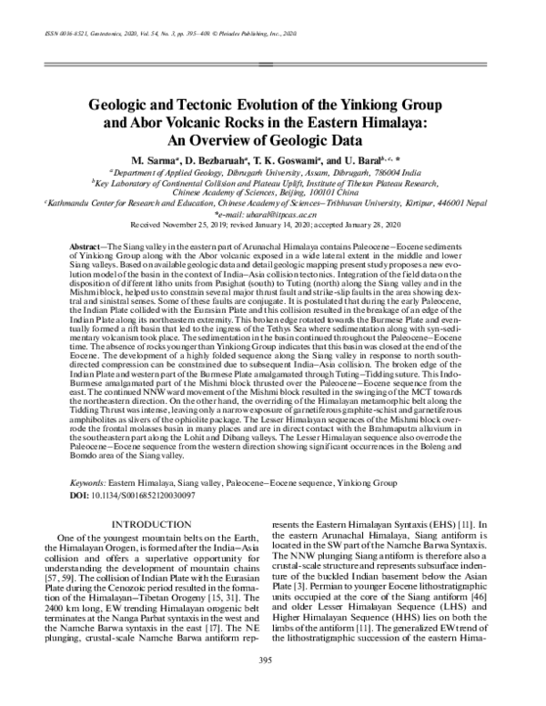 (PDF) Geologic and Tectonic Evolution of the Yinkiong Group and Abor ...