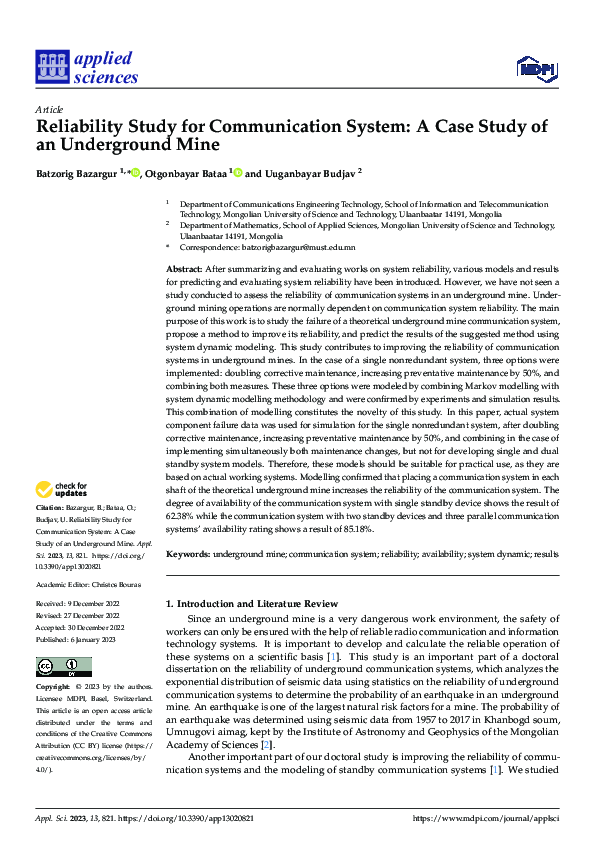 (PDF) Reliability Study for Communication System: A Case Study of an ...